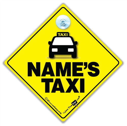 TAXI Car Sign, PERSONALISED Taxi Car Sign, Suction Cup Sign,Custom Taxi ...