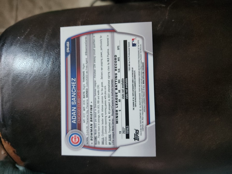 2023 Bowman Chrome Adan Sanchez Auto Cubs Prospect 1st CPA-ASA | eBay