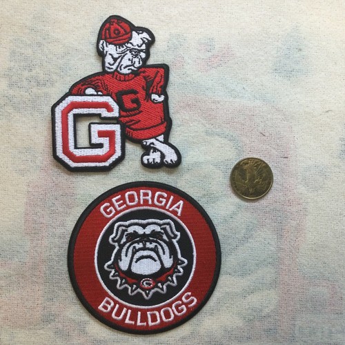 (2) UGA GEORGIA BULLDOGS VINTAGE Embroidered Iron On Patches patch lot ...