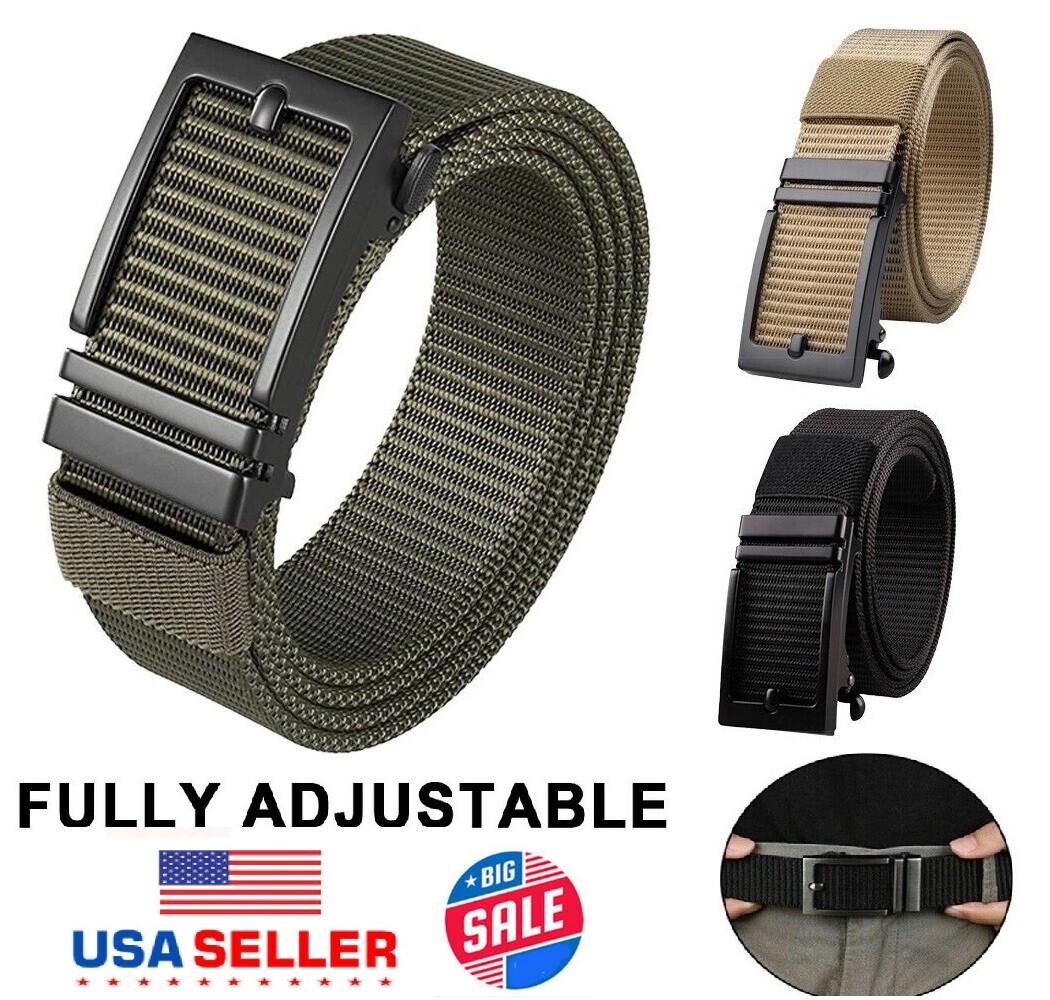 Mens Ratchet Belt Nylon Web Belts for with Automatic Slide Buckle ...
