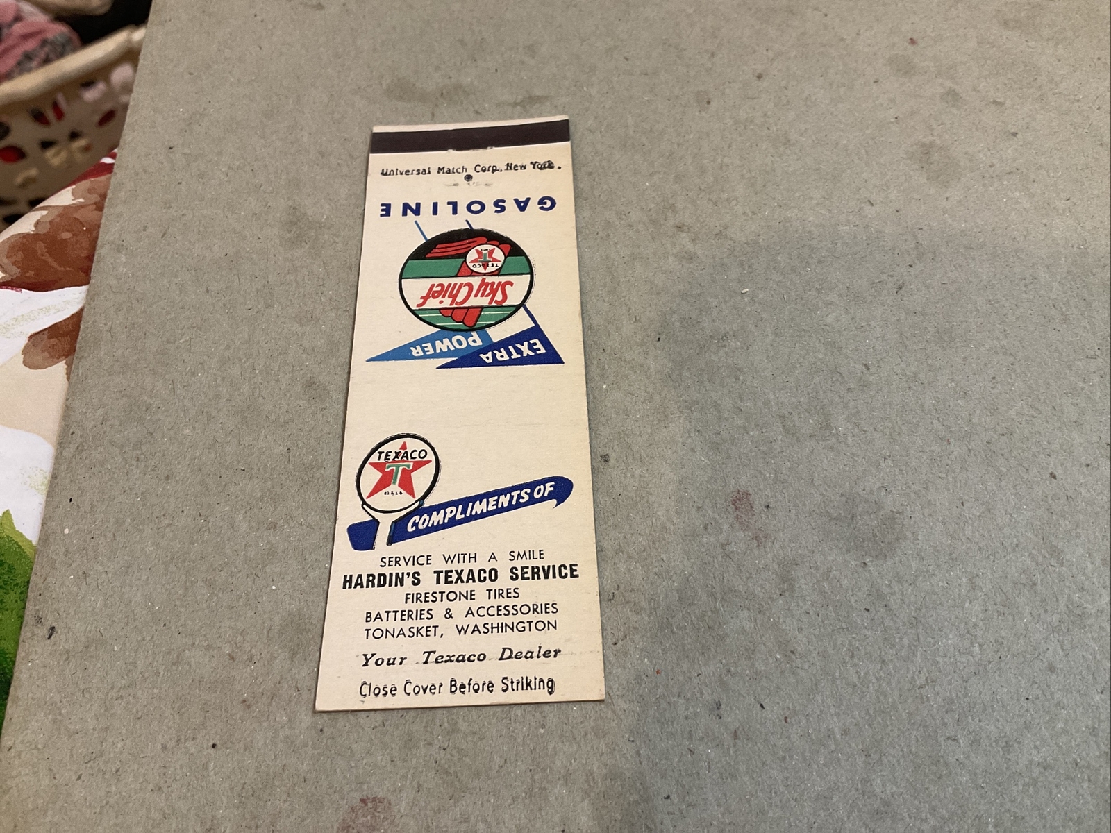 VTG Matchbook Cover Texaco Sky Chief Hardin’s Tonasket Washington | eBay