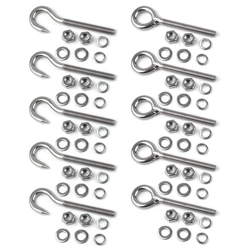 10 Sets M6 Stainless Steel Ring Eye Bolts Hook Welded Closed Screw Rod ...