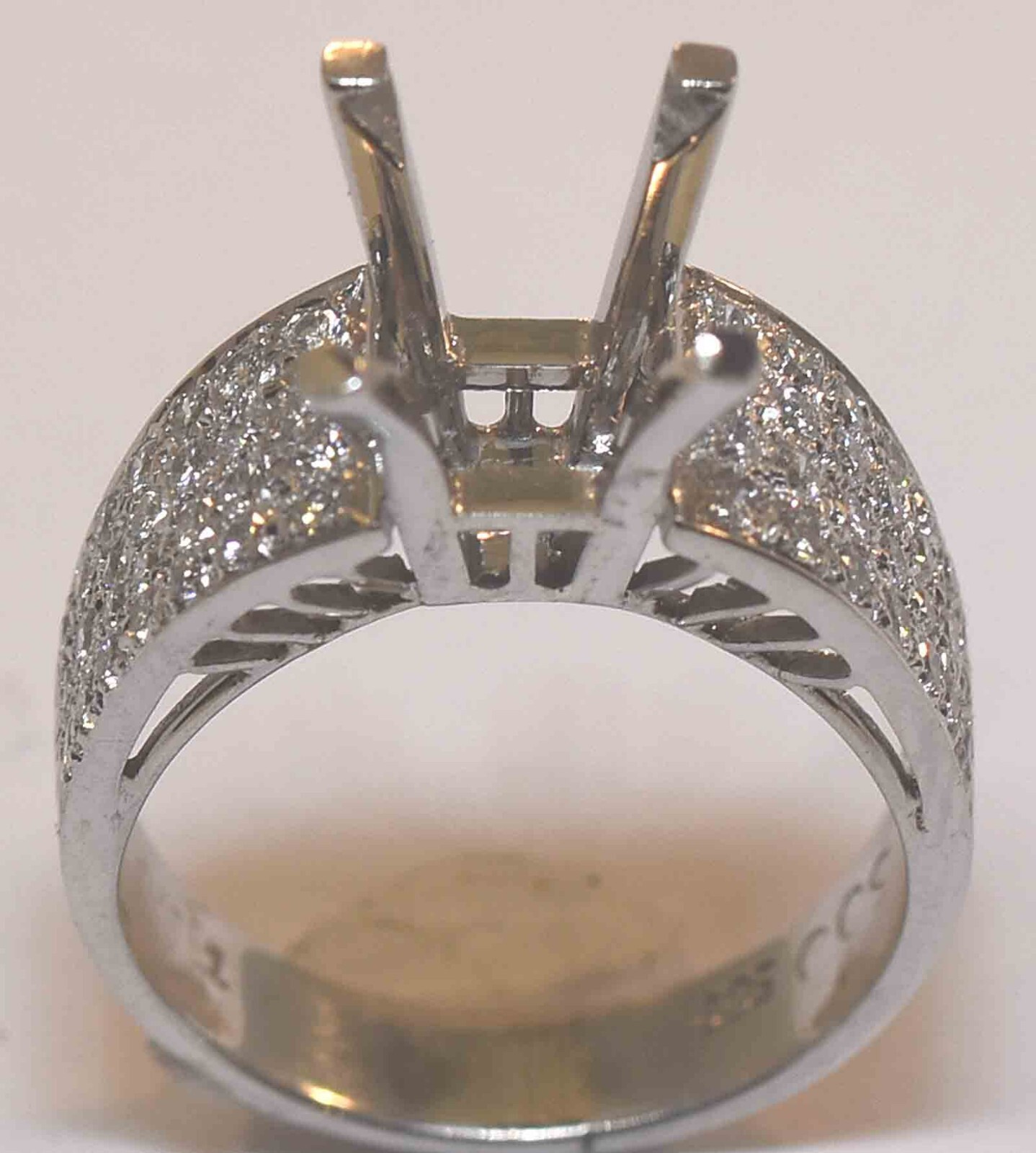 14K WHITE GOLD - PAVE DIAMOND ENGAGEMENT RING REMOUNT SIZE 5.5 | eBay