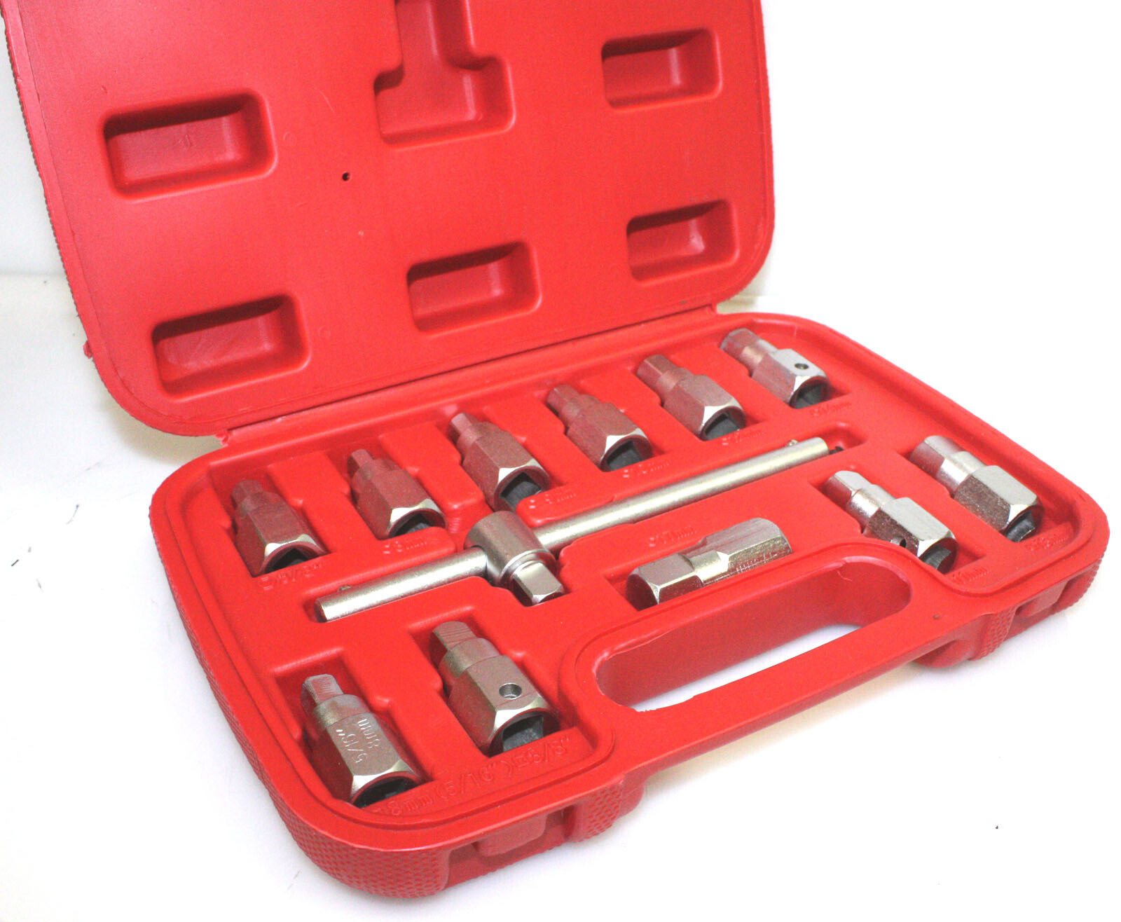 12pc Oil Drain Sump Plug Key Socket Set Gearbox & Axel Removal Wrench ...