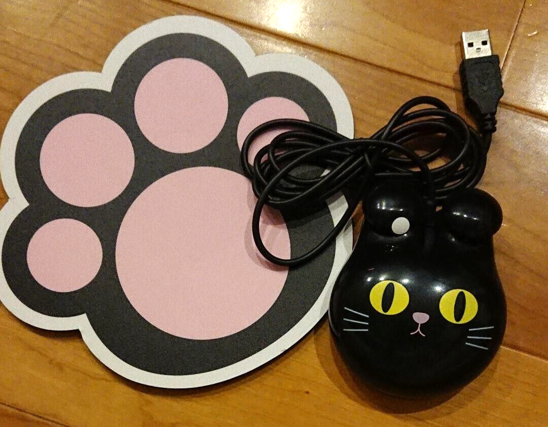 Cat Computer Mouse + Mouse Pad Set Retro Cute USB Type optical mouse ...