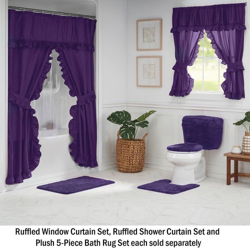 Stoneberry Ruffled Window Curtain Set Polyester Plum | eBay
