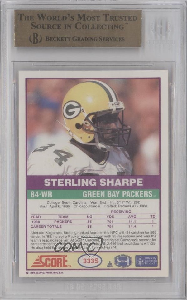 1989 Score Supplemental Sterling Sharpe #333S BGS 9.5 GEM MINT Rookie ...