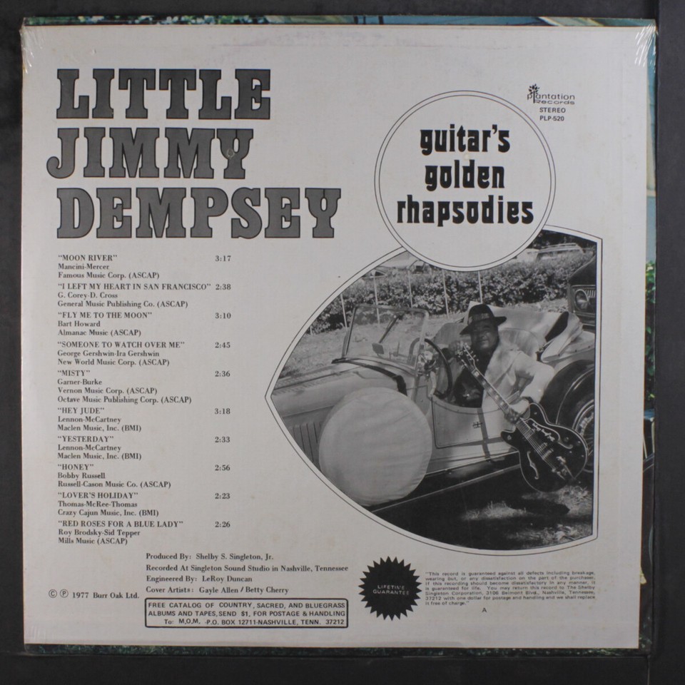 LITTLE JIMMY DEMPSEY: guitar's golden rhapsodies PLANTATION 12" LP 33 ...