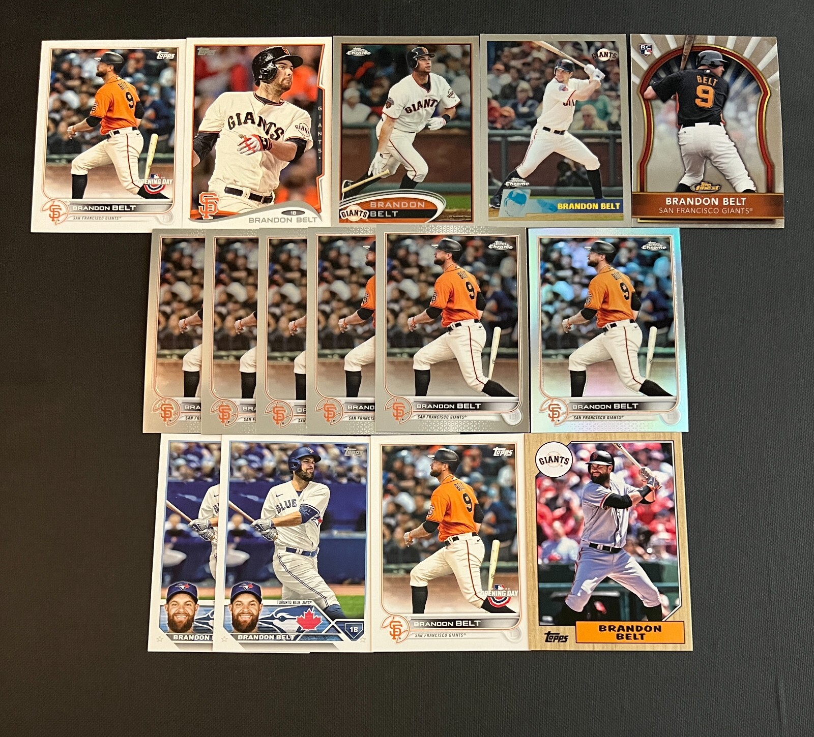 LOT OF 15 Brandon Belt Cards Topps Chrome Rookie RC Insert Giants Blue ...