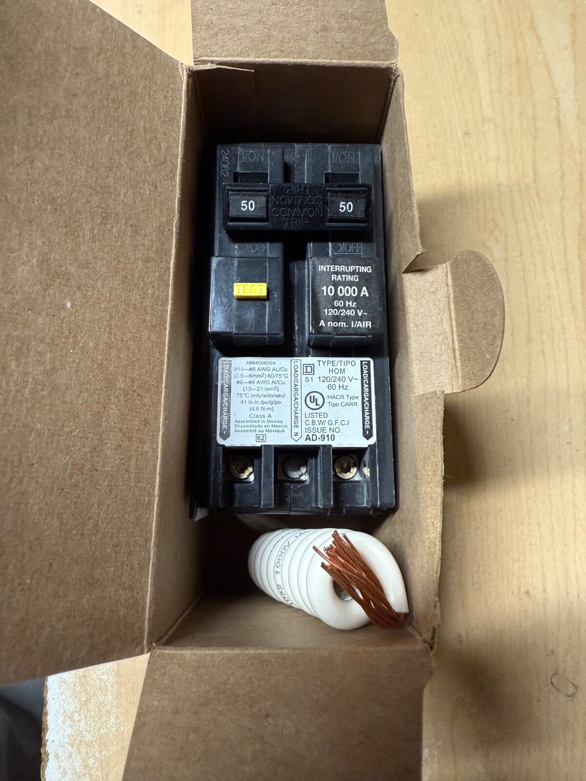 SQUARE D HOMELINE HOM250GFI 2-POLE 50A GFCI NEW IN BOX | eBay