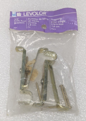 Levolor 5/8" Cafe Rod Brackets 14631 Curtain Brackets Gold Tone, Pair ...