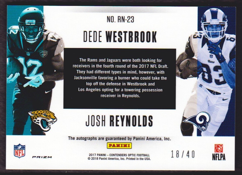 2017 Contenders Optic Football Round Numb AUTO Josh Reynolds/Dede ...