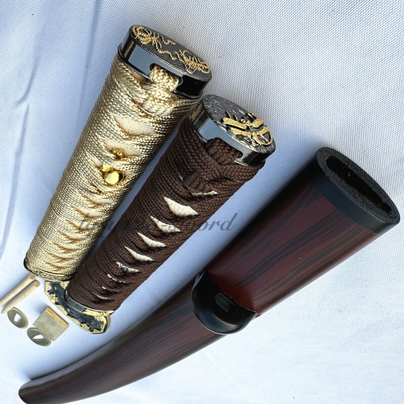 Lacquered Wooden Saya Rayskin Scabbard Tsuka Replacement for Japanese ...