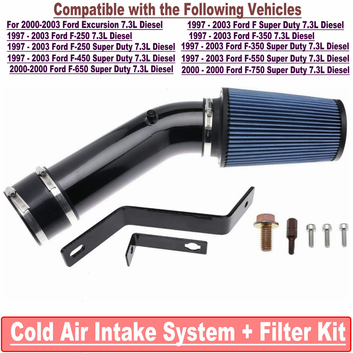 For 1999-2003 Ford F250 F350 7.3L Powerstroke Diesel Cold Air Intake ...
