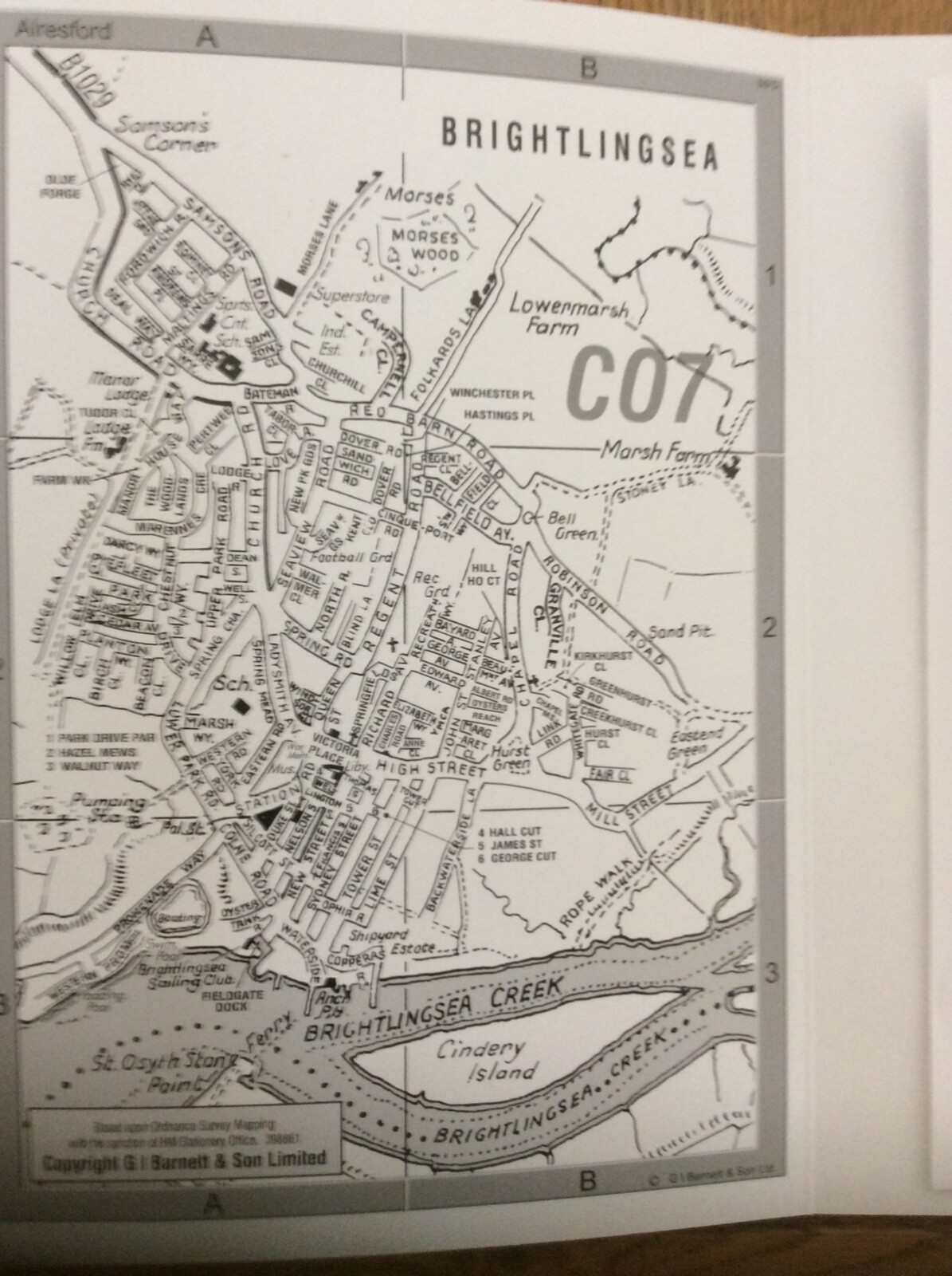 Colchester Mersea Brightlingsea fold out street map Black/White | eBay