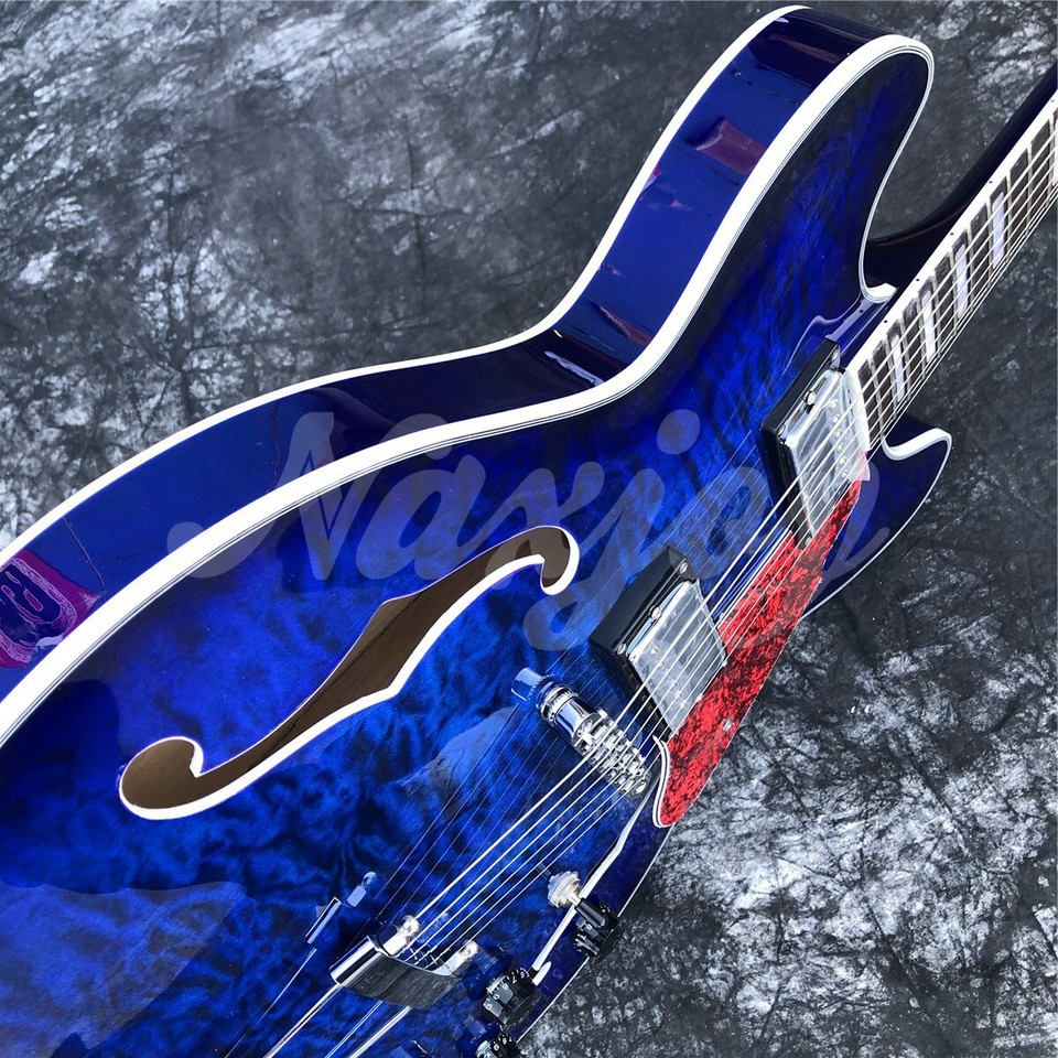 Grote Blue Burst Maple Semi Hollow F holes Jazz Electric Guitar | eBay