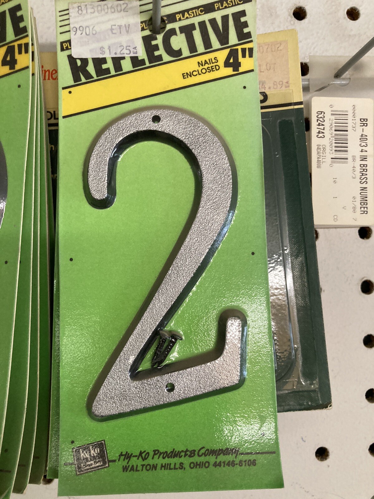Hy-Ko Reflective Plastic Numbers 4in #2 Mailbox Door House Number | eBay