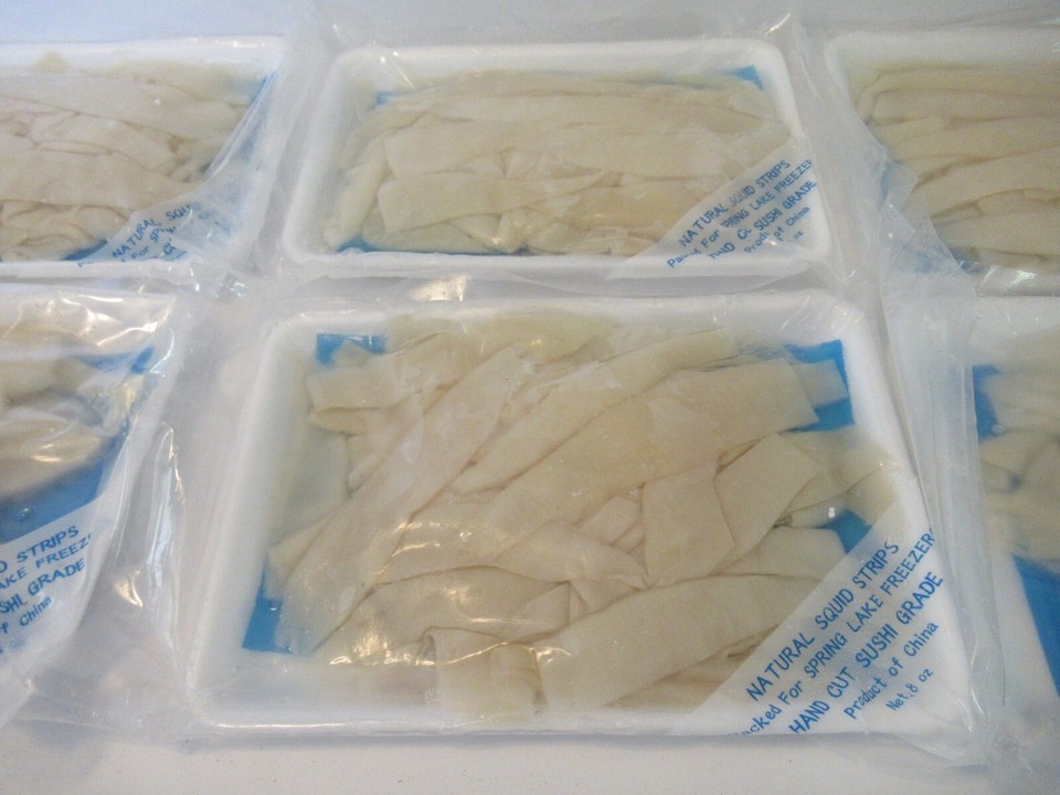 FROZEN BAIT SQUID STRIPS 4-6" FLUKE PORGY SEA BASS 6 X 8 OZ FRESH ...