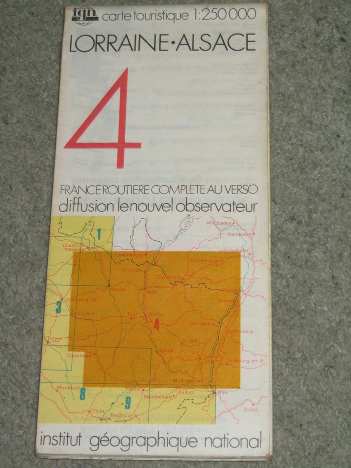France IGN regional map - Sheet 4 Lorraine & Alsace - 1:250,000 - 1976 ...