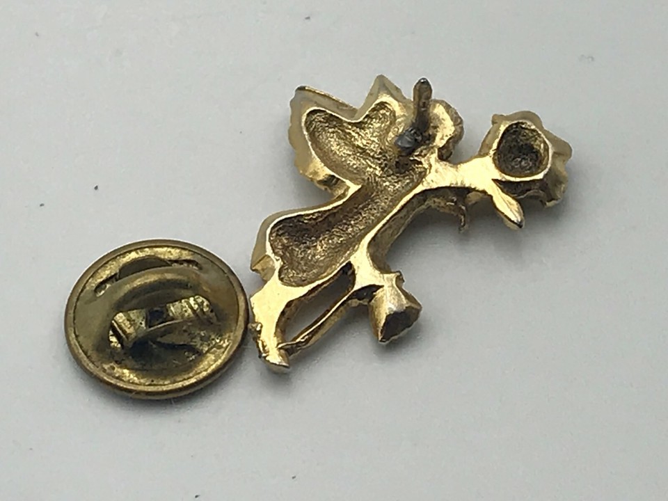Gold Tone Angel w/Rose Flower Pin B2 | eBay