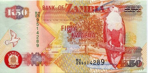 ZAMBIA 50 KWACHA 2007 Zebra Head/Orlan Paper Money Banknote #P10114.U ...