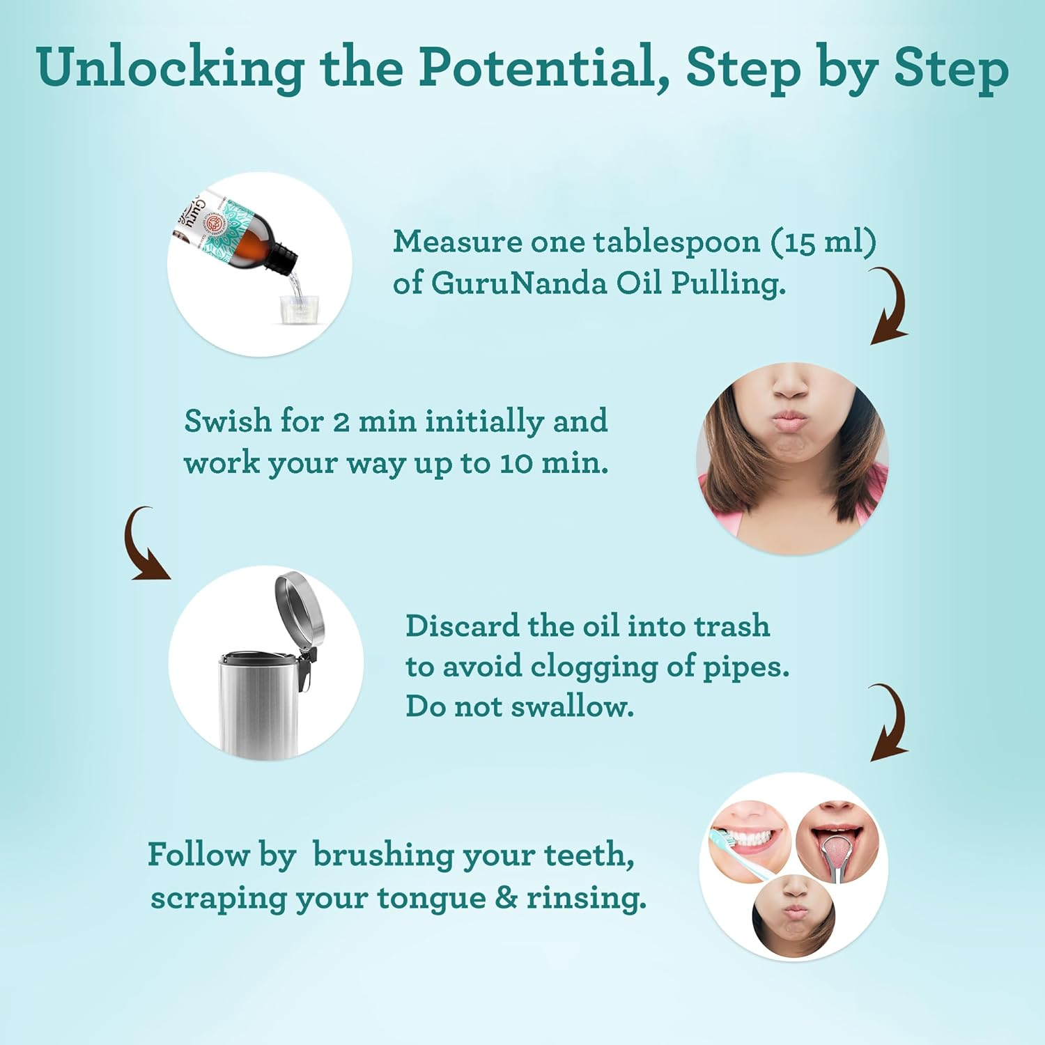 Coconut & Peppermint Oil Pulling (8 Fl.Oz) with Tongue Scraper - Alcohol Free Mo | eBay