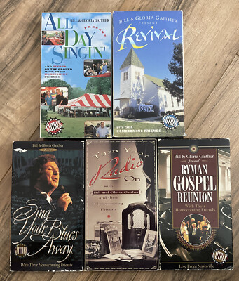 (5) Bill & Gloria Gaither VHS - RYMAN GOSPEL REUNION, REVIVAL, ALL DAY ...