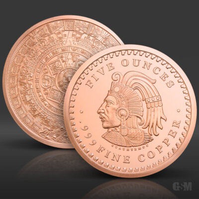 5 oz Aztec Calendar Copper Round .999 Fine Copper Bullion 5 AVDP Ounce ...