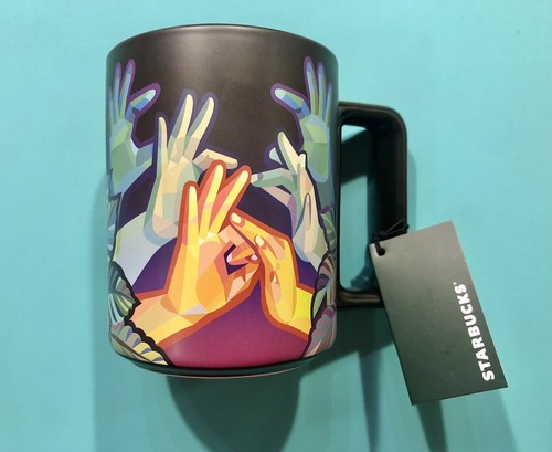 CHINESE DEAF ARTIST WANG — SIGN LANGUAGE MUG WITH HER WORK — STARBUCKS ...