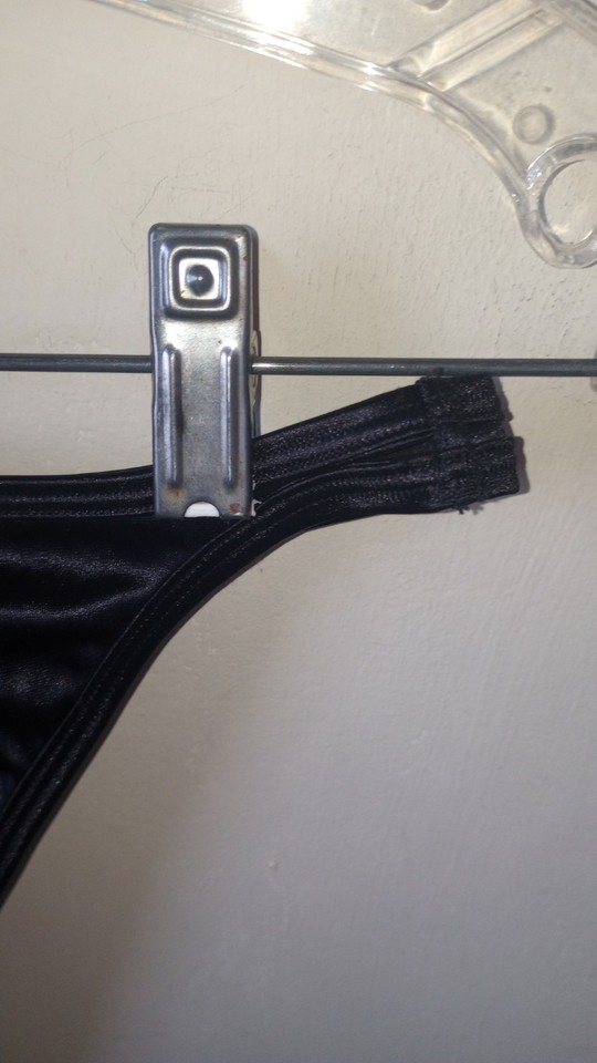 Vanity Fair Satin Black 7 L Hi Cut Brief Thong Second Skin String ...