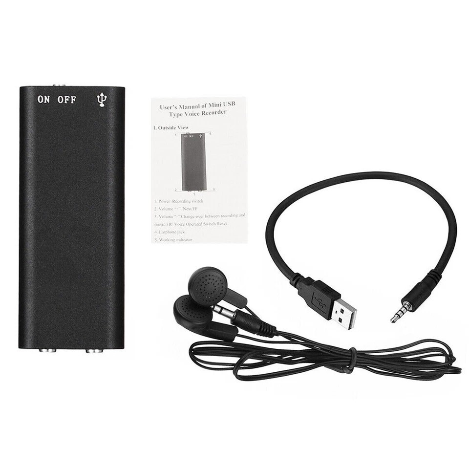 Mini Spy Hidden Audio Recorder Voice Activated Office Listening Device ...