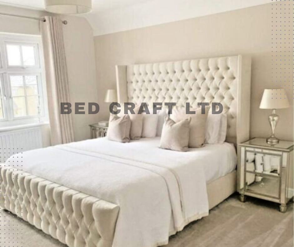 WING back BED FRAME PLUSH VELVET WINGBACK UPHOLSTERED FRAME (ALL SIZES ...