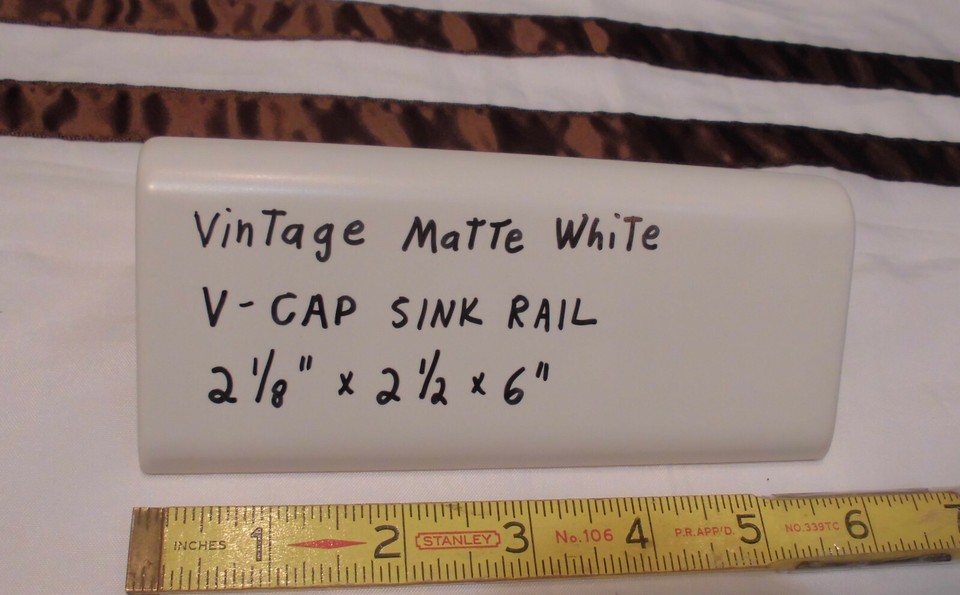 1 pc. *Vintage Matte White* V-Cap Ceramic Trim Tile: Counter Top Edging ...