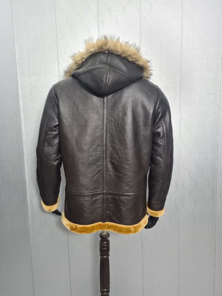 B7 Parka Flight Black Genuine Sheepskin Leather Coat Jacket | eBay