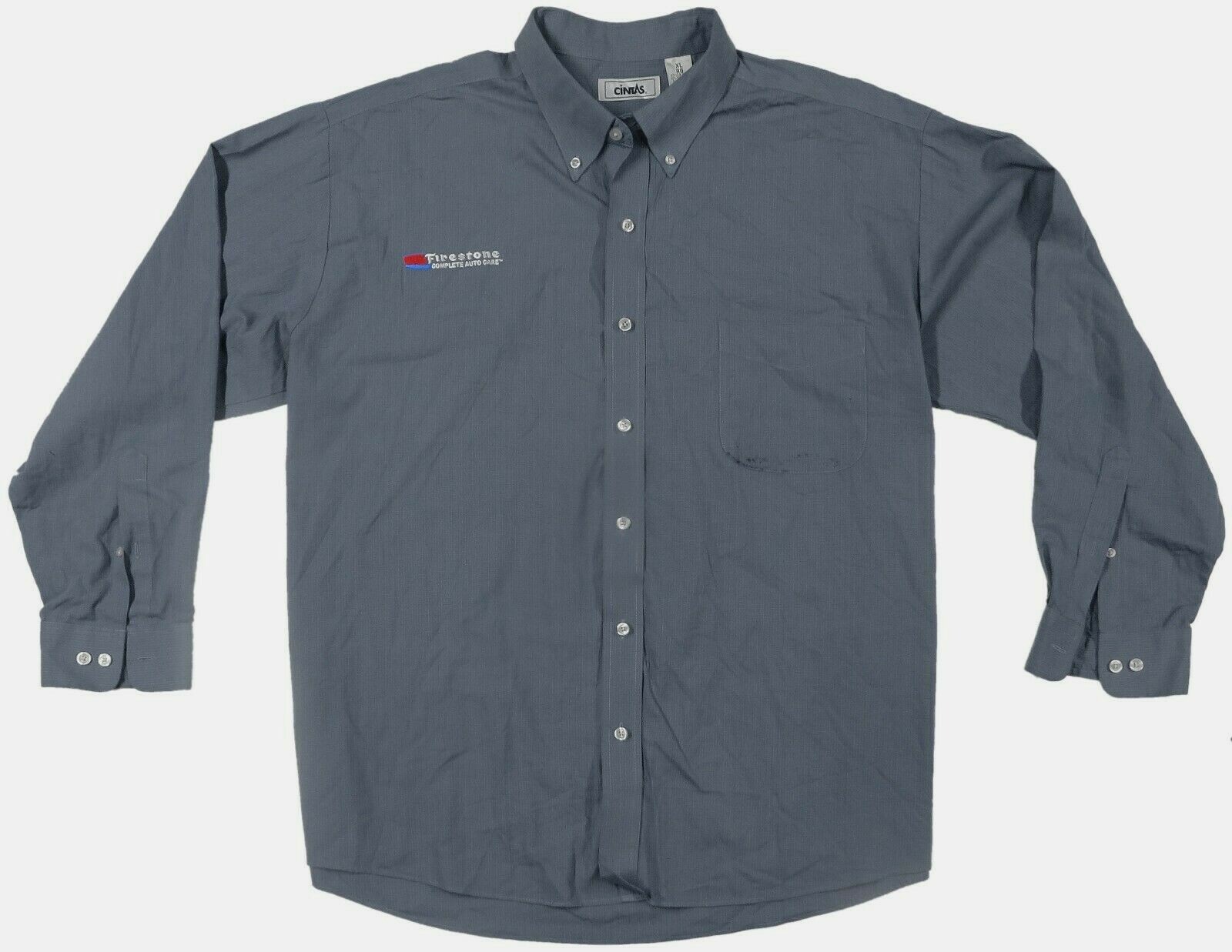 Firestone Cintas Work Shirt Mechanics Uniform Gray and Blue | eBay