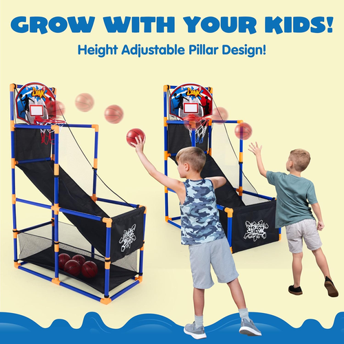 Arcade Basketball Game Set with 4 Balls and Hoop for Kids 3 to 12 Years ...