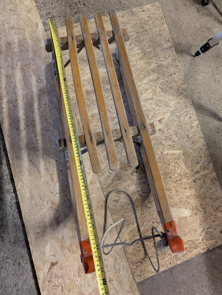 Traditional Wooden Sledge Sled with Metal Runners | eBay UK