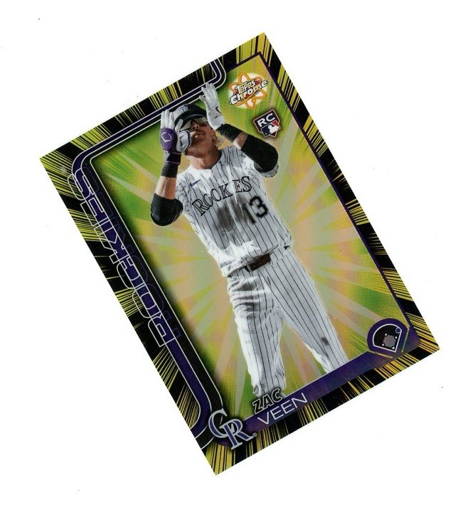 RARE 2025 Topps Chrome RADIATING CASE HIT YELLOW BLACK REFRACTOR SP ZAC ...
