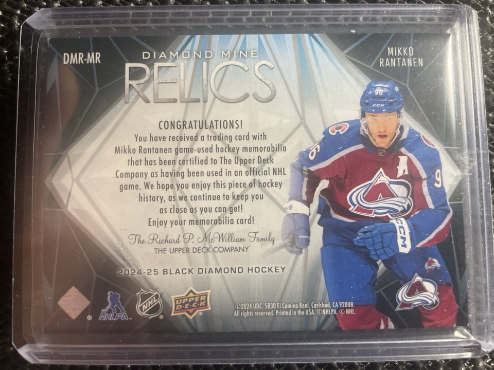 2024-25 Upper Deck Black Diamond Diamond Mine Relics Mikko Rantanen # ...