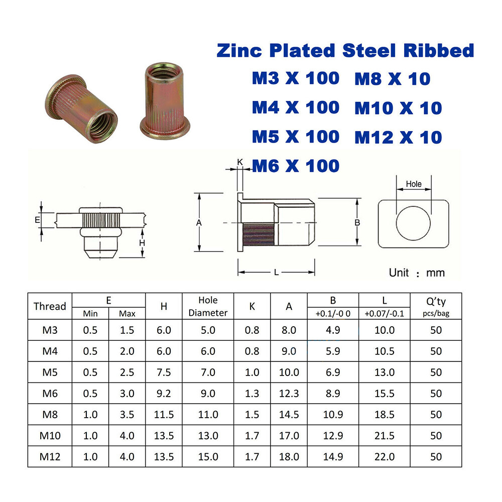 430PCS Rivet Nut Kit Riveter Gun Heavy Duty Riveting Rivets Nutsert ...