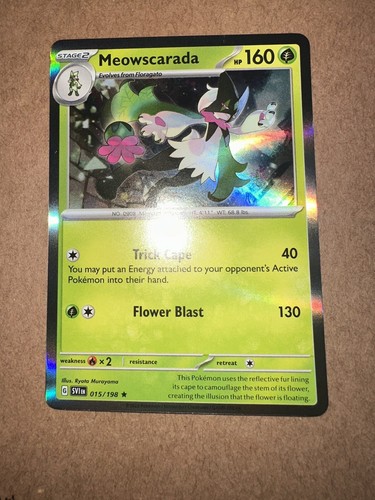 Pokémon TCG Meowscarada Scarlet & Violet Base Set 015/198 Cosmos Holo ...