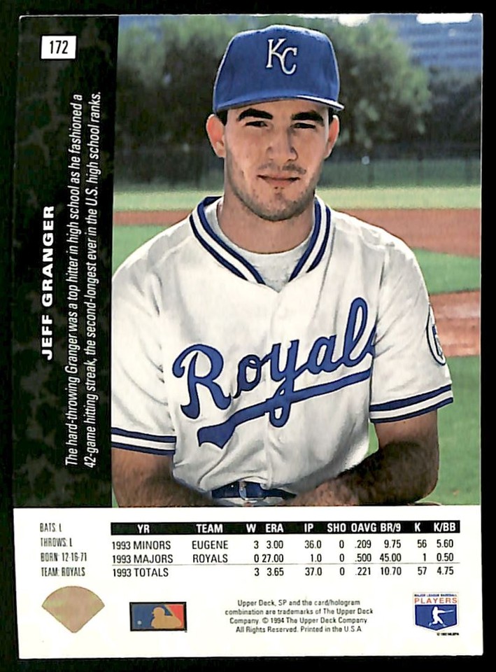 1994 SP #172 Jeff Granger Kansas City Royals | eBay