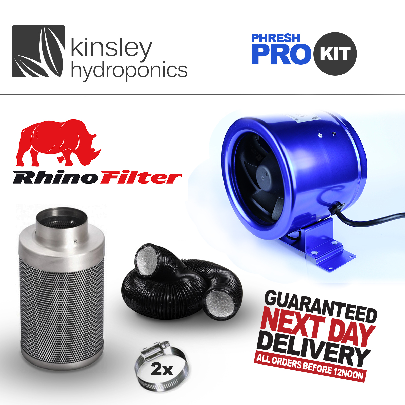 6 8 10 Phresh V2 Hyper Fan - Rhino Pro Filter - Combi Duct Kit - Fan ...