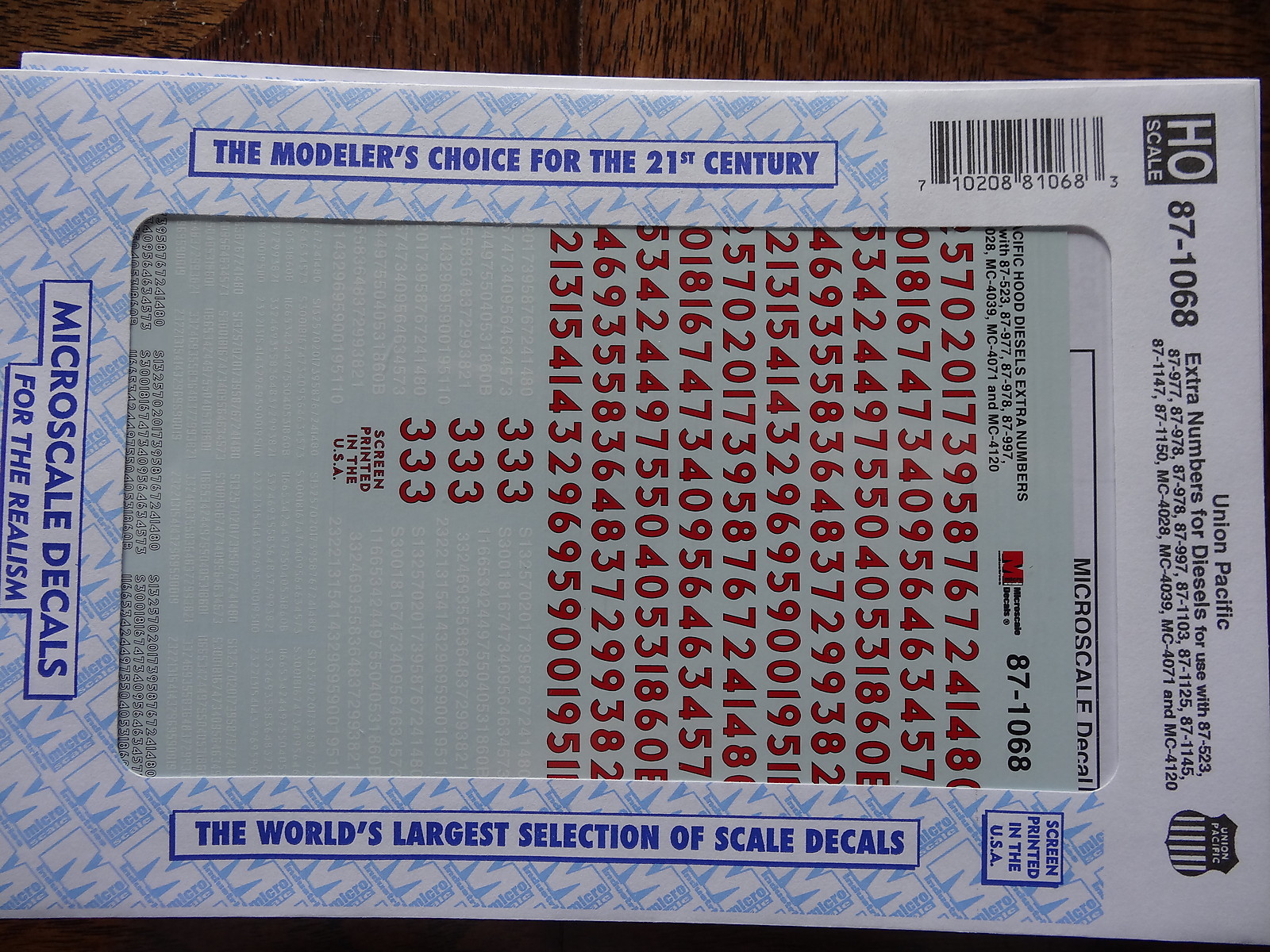 Microscale Decal HO #87-1068 Extra UP Numbers for Diesels Use with: See ...