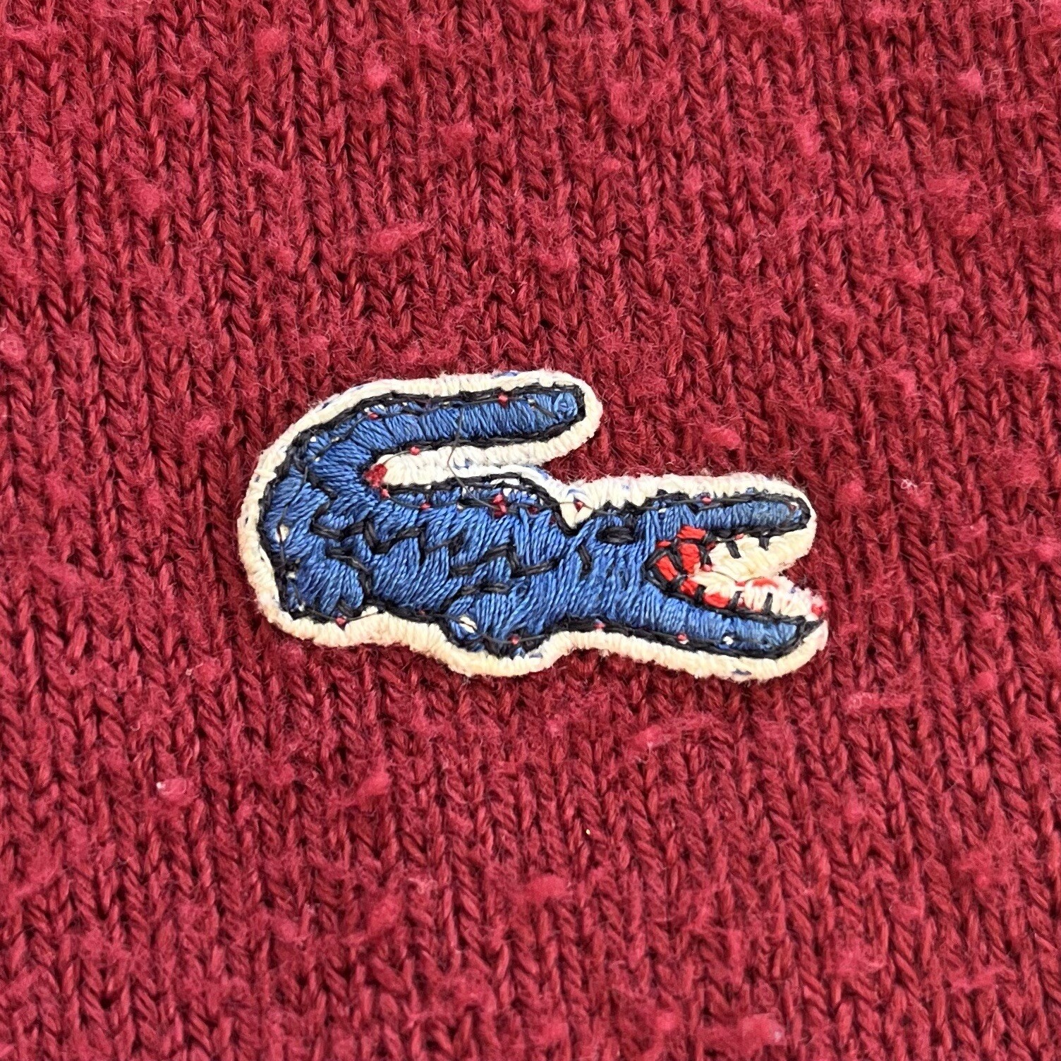 Vintage Izod Lacoste Blue Crocodile Logo Burgundy V N… - Gem