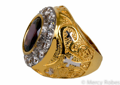 Men's Clergy Bishop Ring, (Mercy2018 G-P), Genuine Amethyst, Swarovski ...