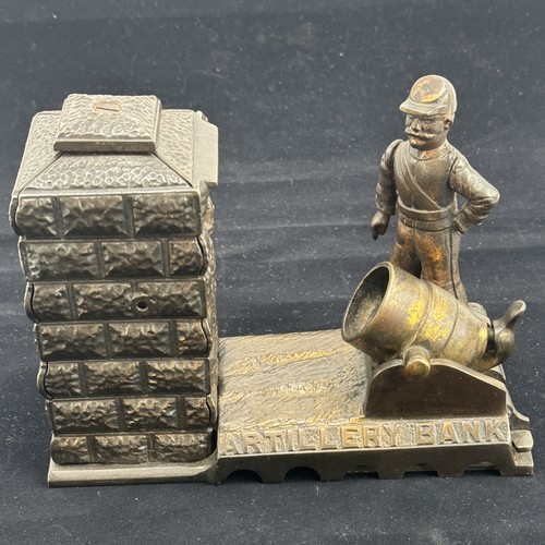 Rare Original Patented 1892 Cast Iron Mechanical Artillery Bank Soldier ...