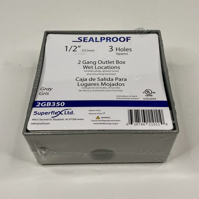 Sealproof 2-gang 3 1/2" Holes Weatherproof Rectangular Exterior ...
