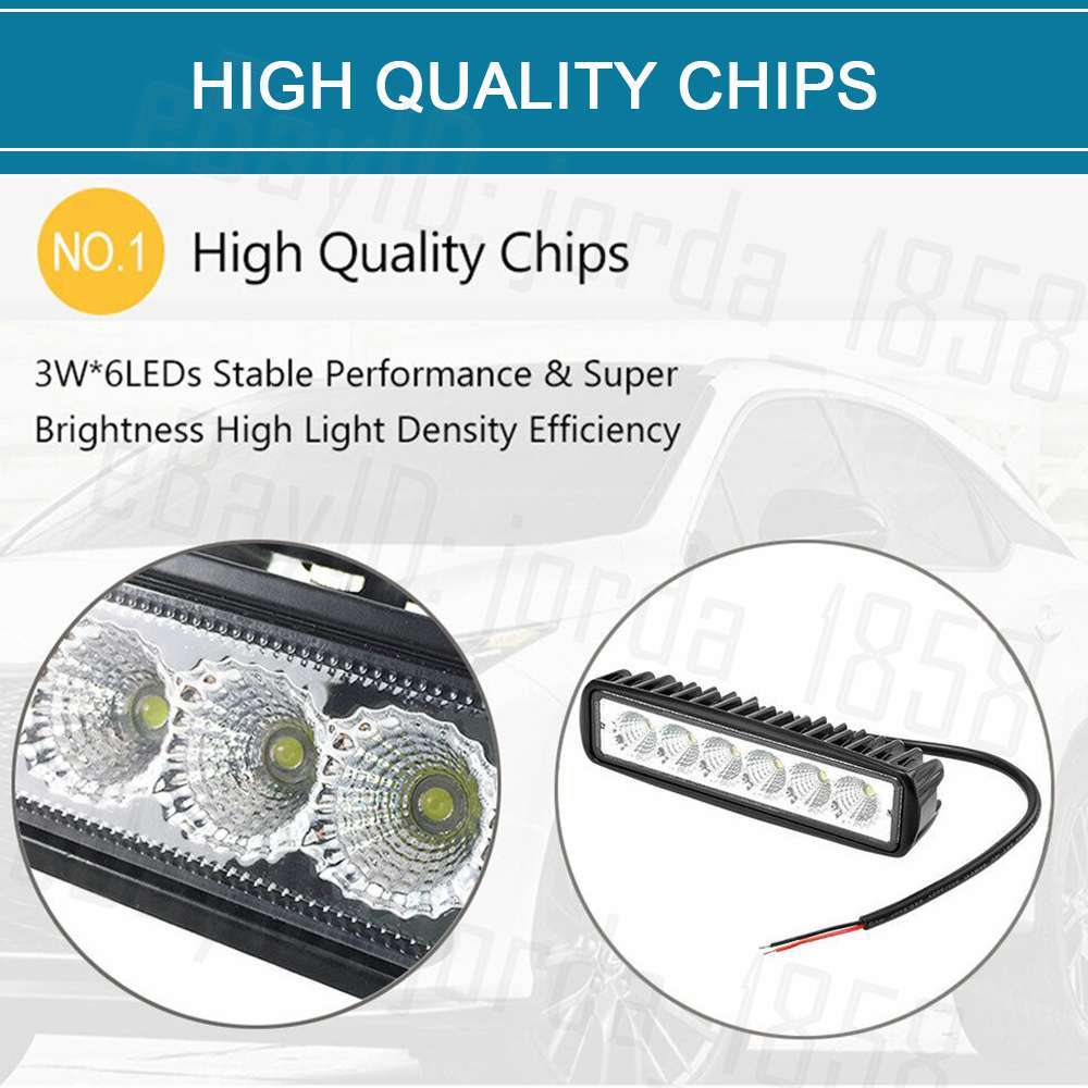 Pair 6Inch Led Work Light Bar Flood Reverse Fog Lights 4WD | eBay