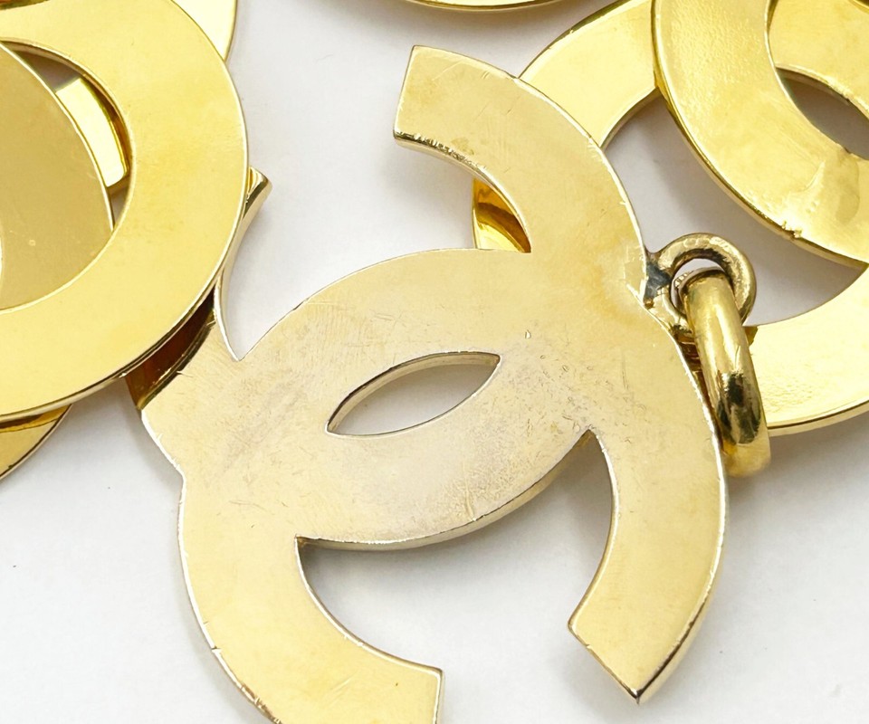 Chanel Super Rare Vintage Gold Plated Giant Ring Necklace Belt | eBay